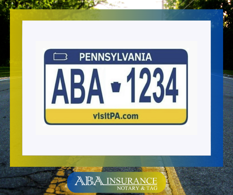 Pennsylvania License Plate - ABA Insurance Notary & Tag